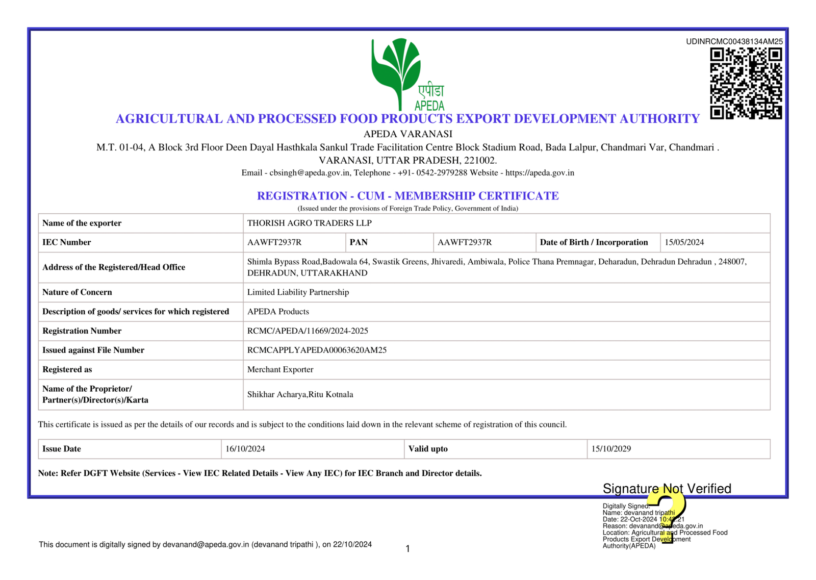 License & Certificates – Thorish